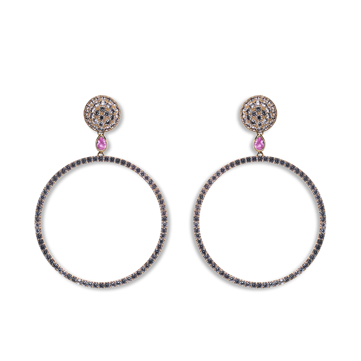 18k Rose Gold Earrings Spinel - Hoops - Schullin Wien