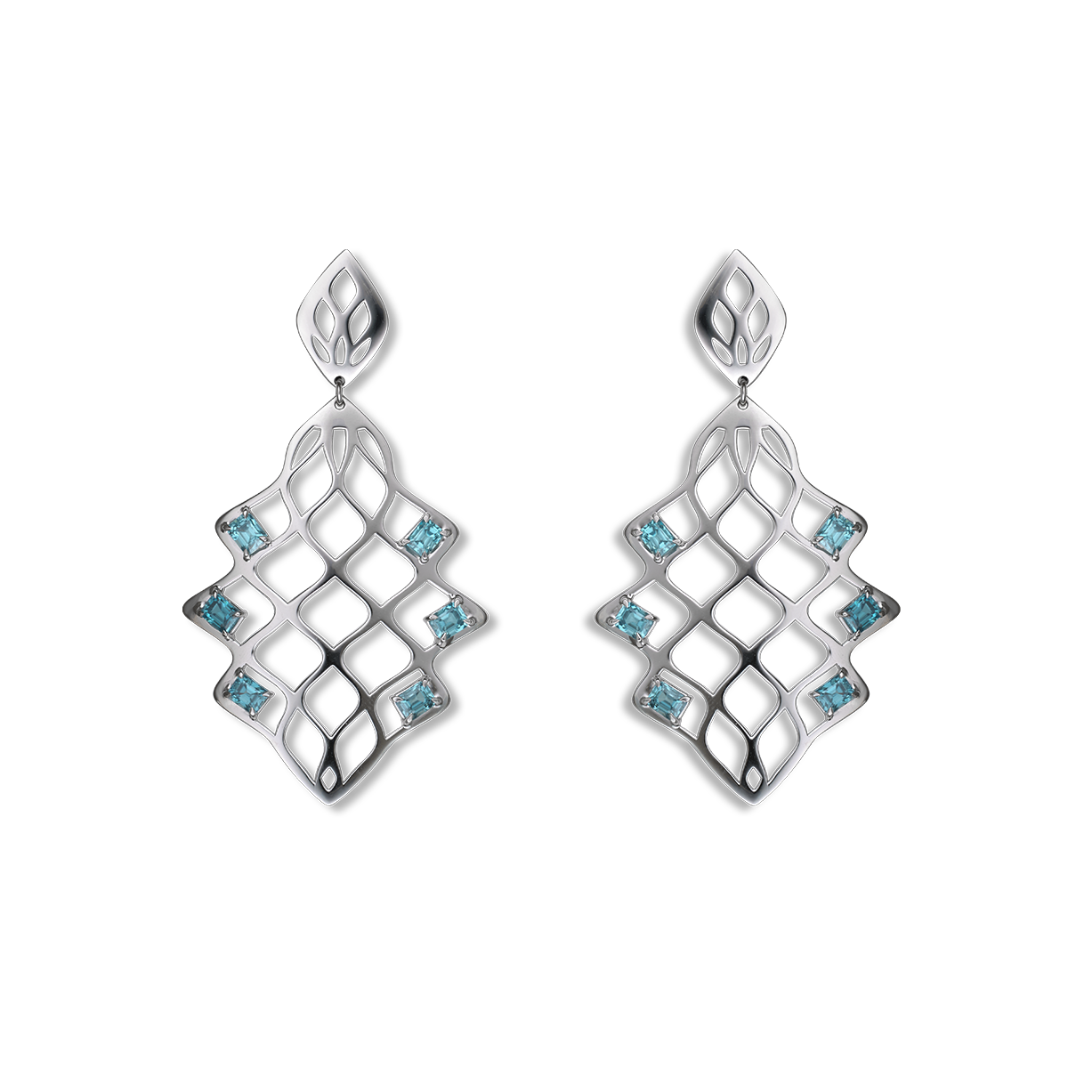 18k White Gold Earrings Other - Waben IV blu - Schullin Wien