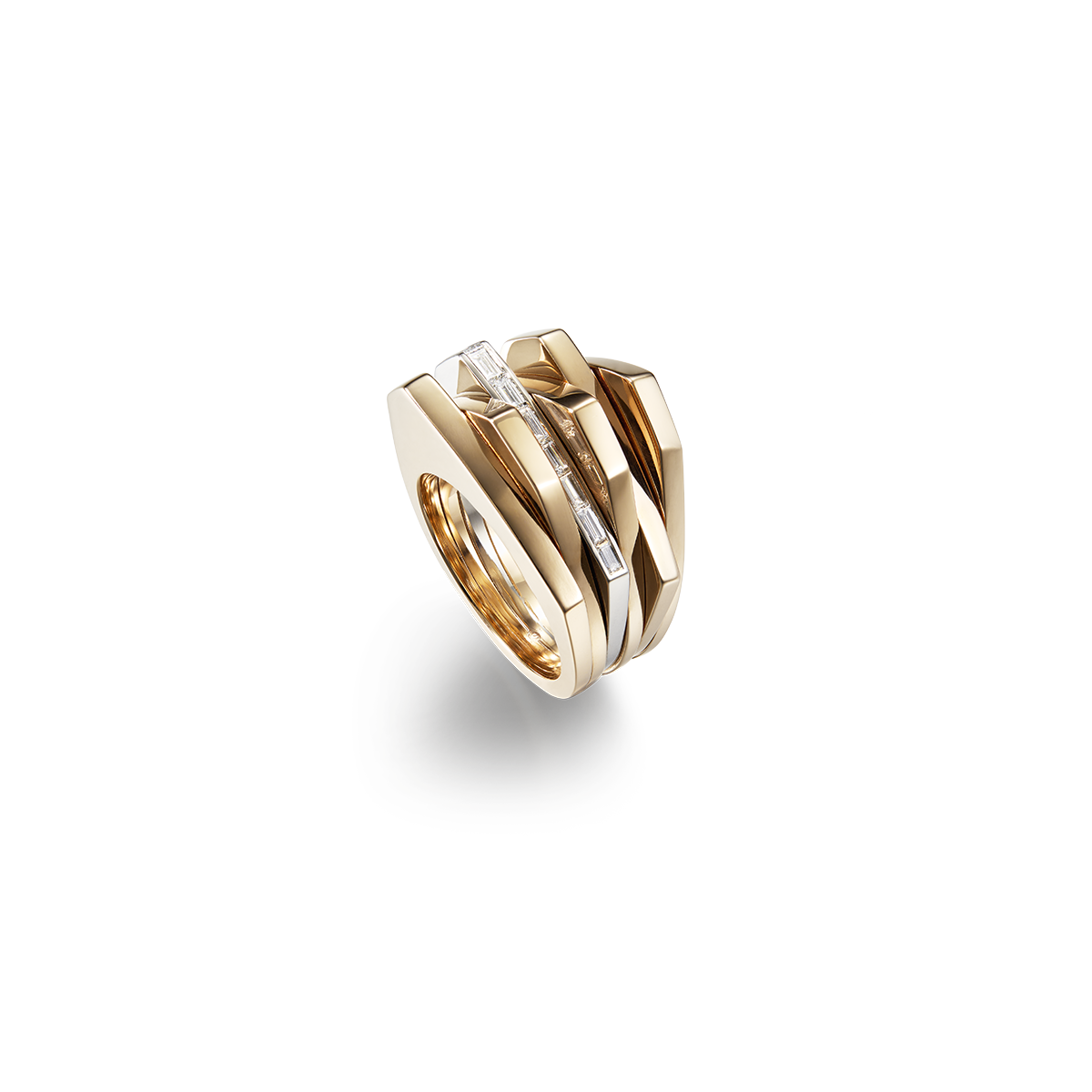 18k White Gold and 18k Rose Gold Rings Diamond - Stromata - Schullin Wien
