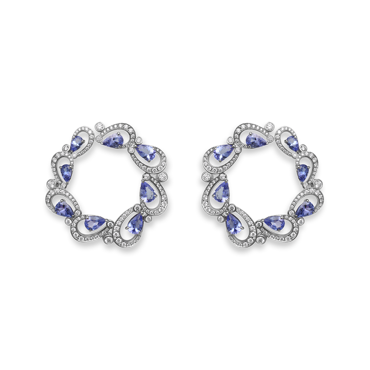 18K Weißgold Ohrringe Tansanit und Diamant - Dini - Schullin Wien