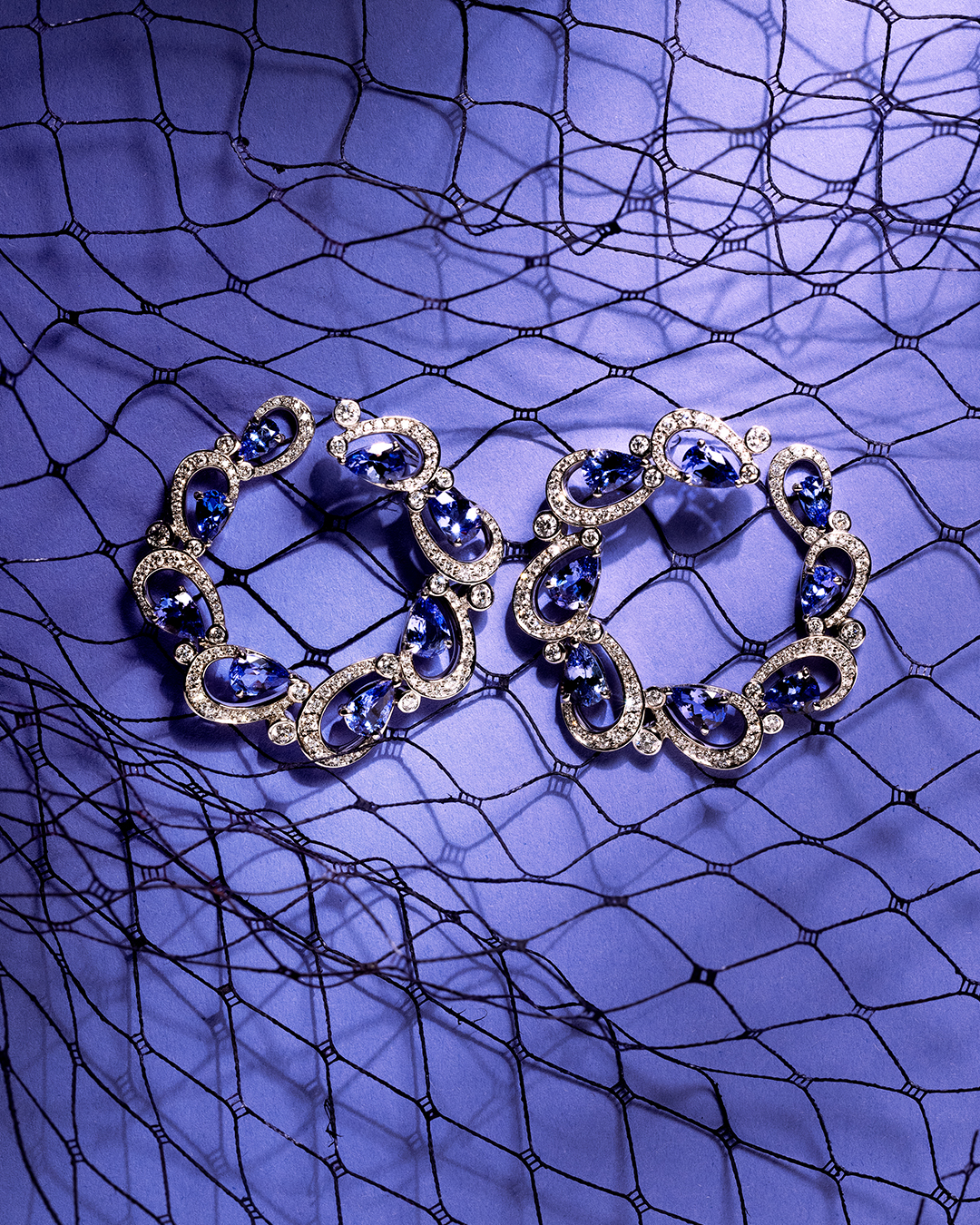 18k White Gold Earrings Tanzanite and Diamond - Dini - Schullin Wien