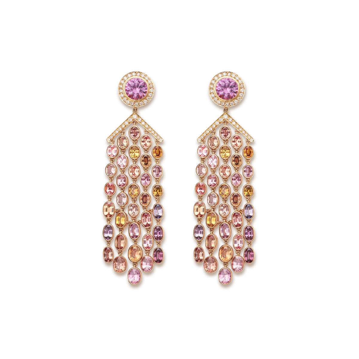 18k Rose Gold Earrings Spinel, Diamond and Sapphire - Aurelia ...