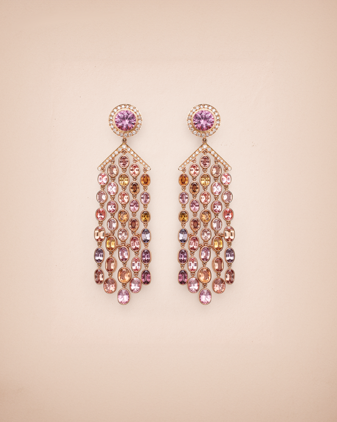 18k Rose Gold Earrings Spinel, Diamond and Sapphire - Aurelia ...