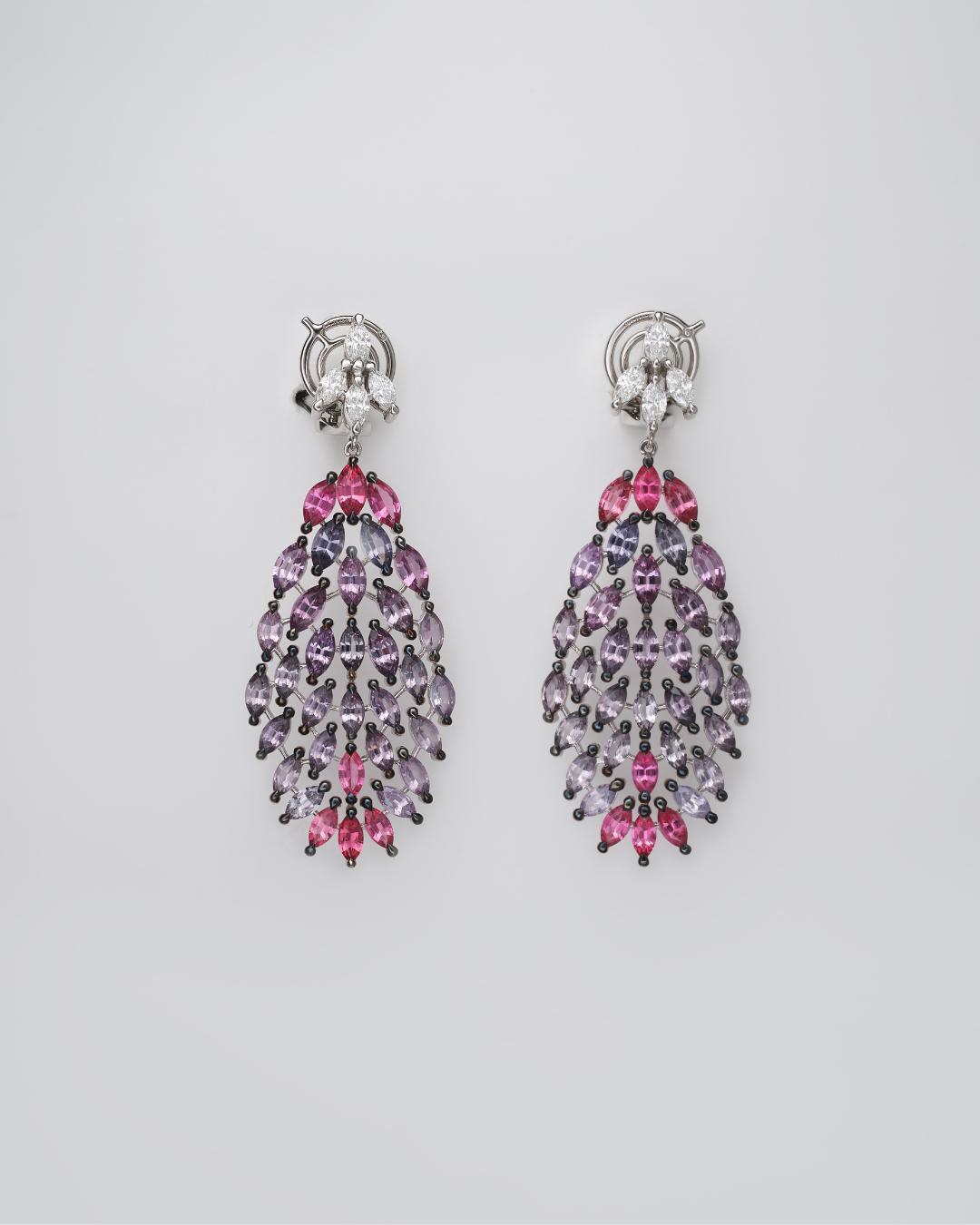 18k White Gold Earrings Spinel and Diamond - Linnea - Schullin Wien