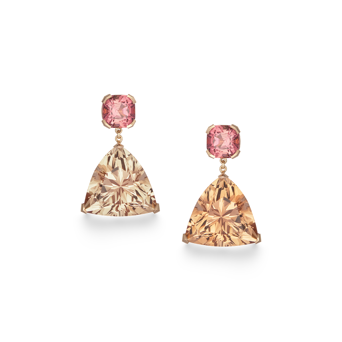18k Rose Gold Earrings Topaz and Tourmaline - Pitagora - Schullin Wien