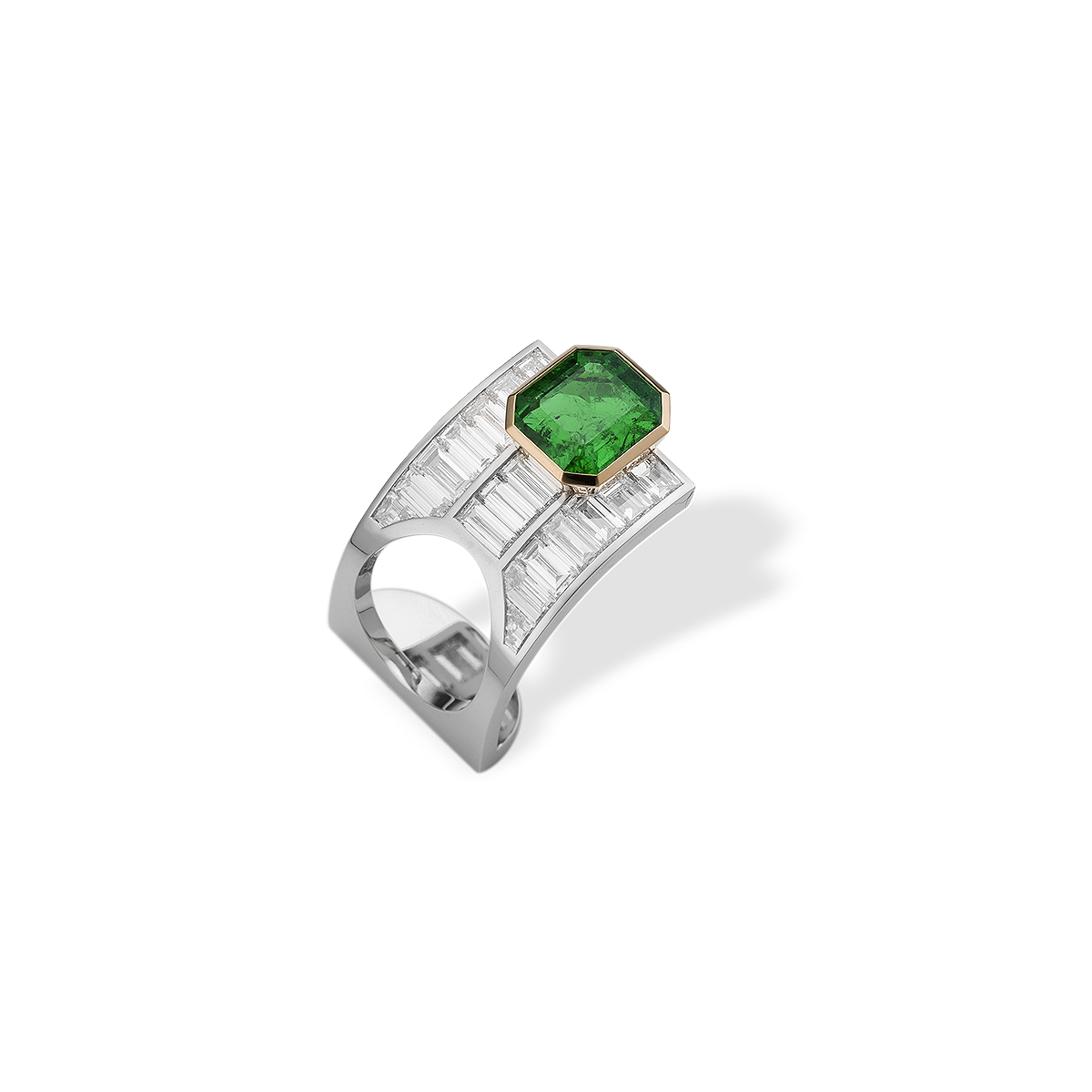 Platinum and 18k Yellow Gold Rings Diamond and Emerald - Ark - Schullin ...