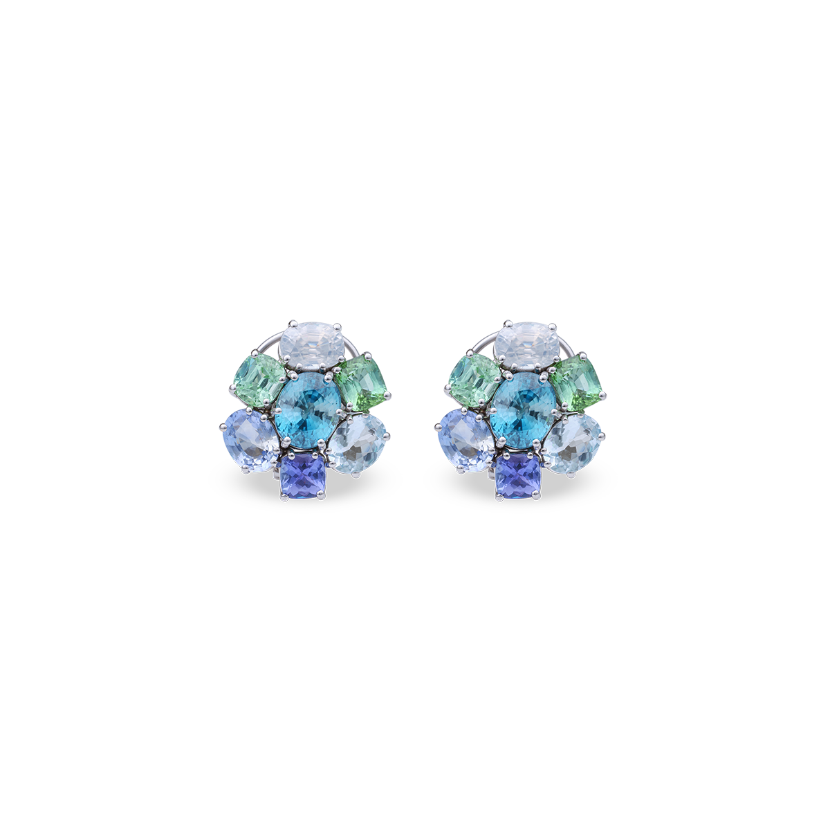 18k White Gold Earrings Other, Tanzanite, Sapphire and Tourmaline ...