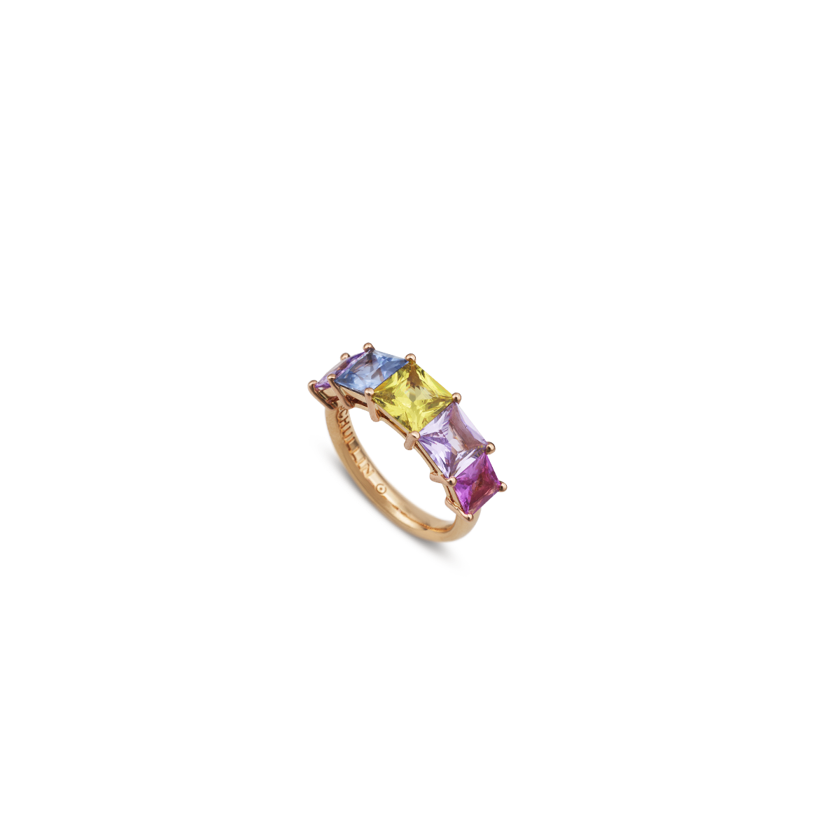 18k Rose Gold Rings Sapphire - Memory Demi rainbow carré - Schullin Wien