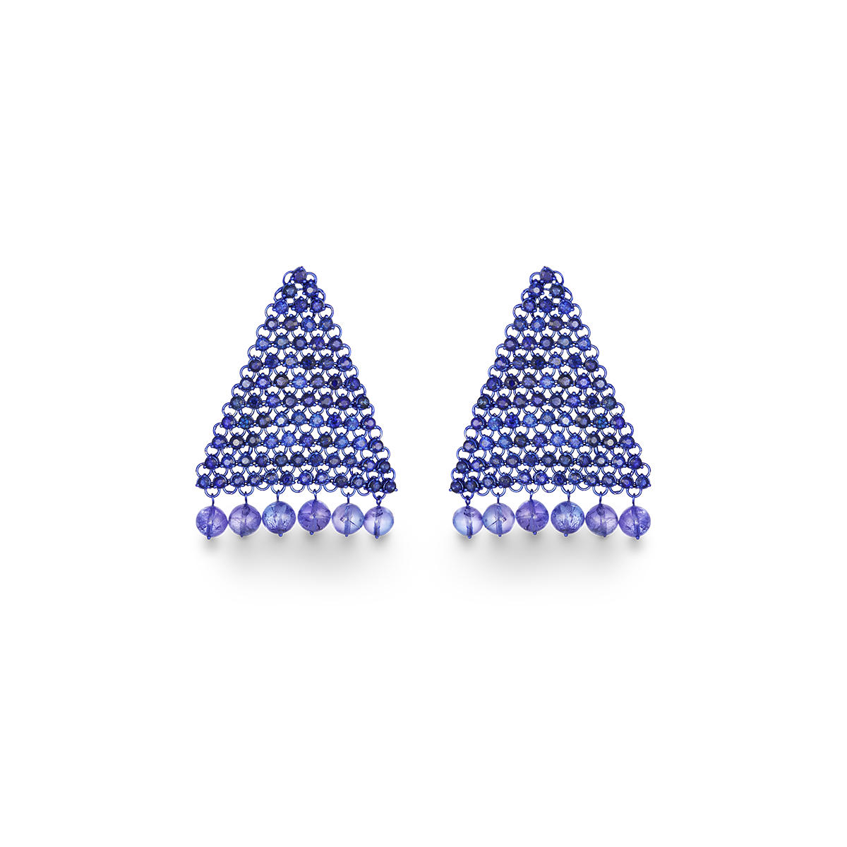 18k White Gold Earrings Tanzanite and Sapphire - Trium - Schullin Wien