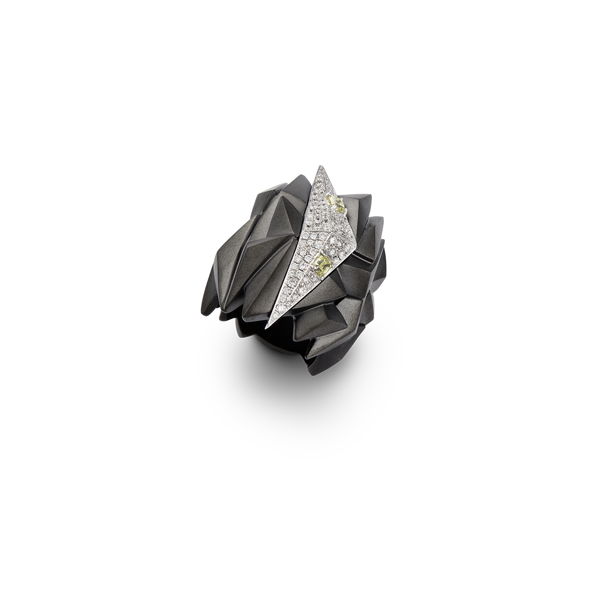 18k White Gold Rings Diamond - Quasar Nero - Schullin Wien