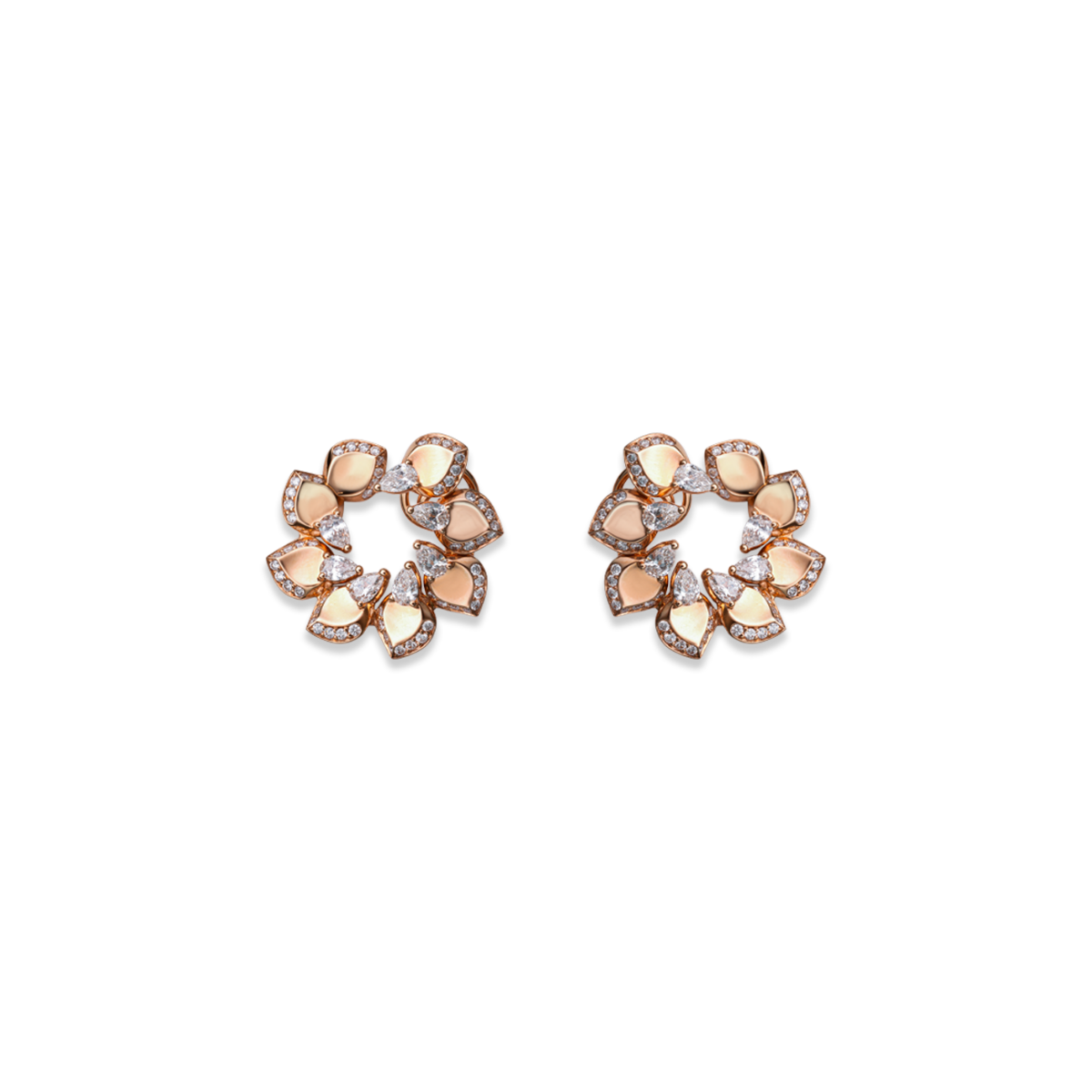 18k Rose Gold Earrings Diamond - Florette - Schullin Wien